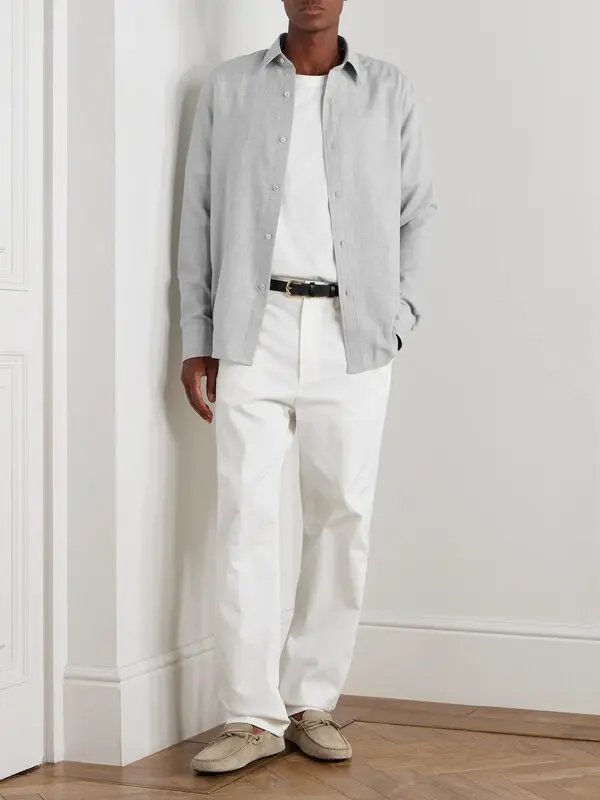 TOM FORD Slim-fit Cotton And Cashmere-blend Shirt - Gray