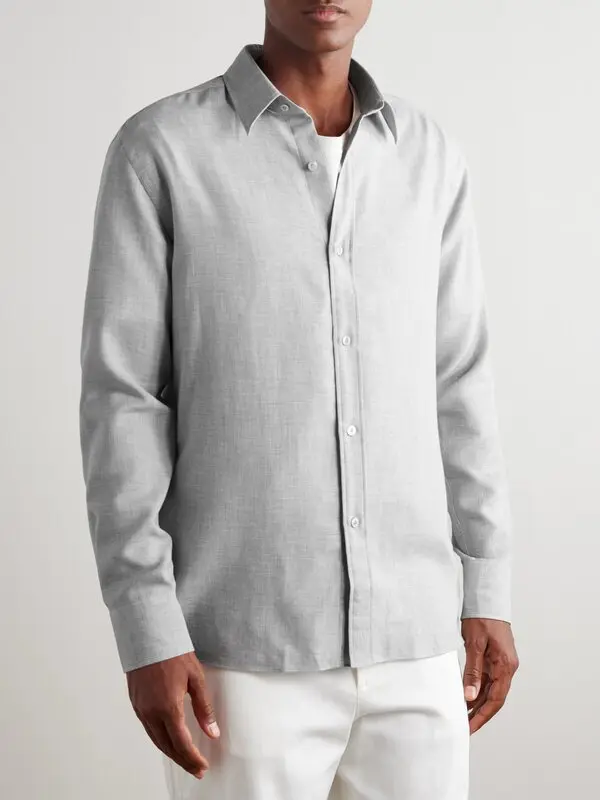 TOM FORD Slim-fit Cotton And Cashmere-blend Shirt - Gray