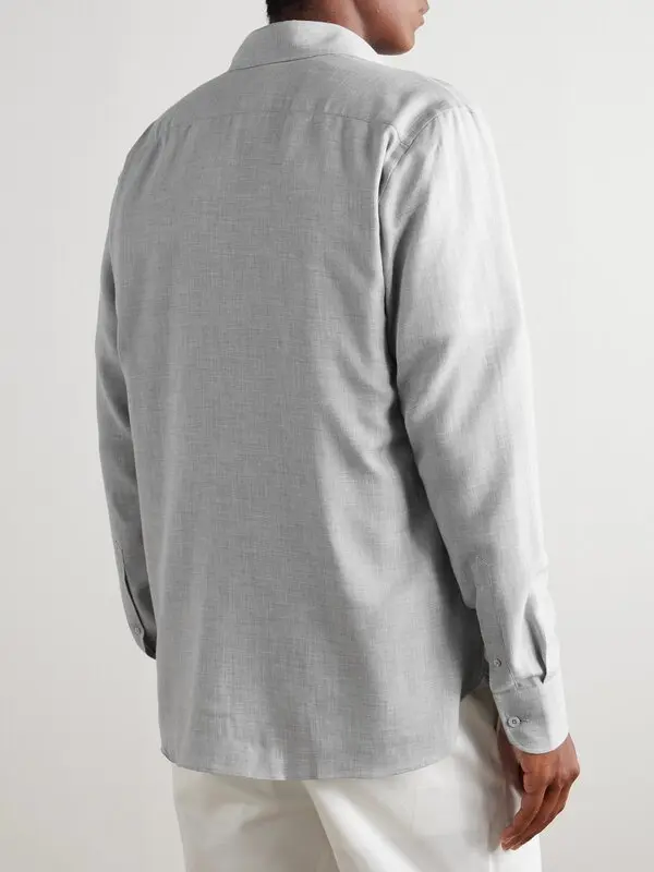 TOM FORD Slim-fit Cotton And Cashmere-blend Shirt - Gray