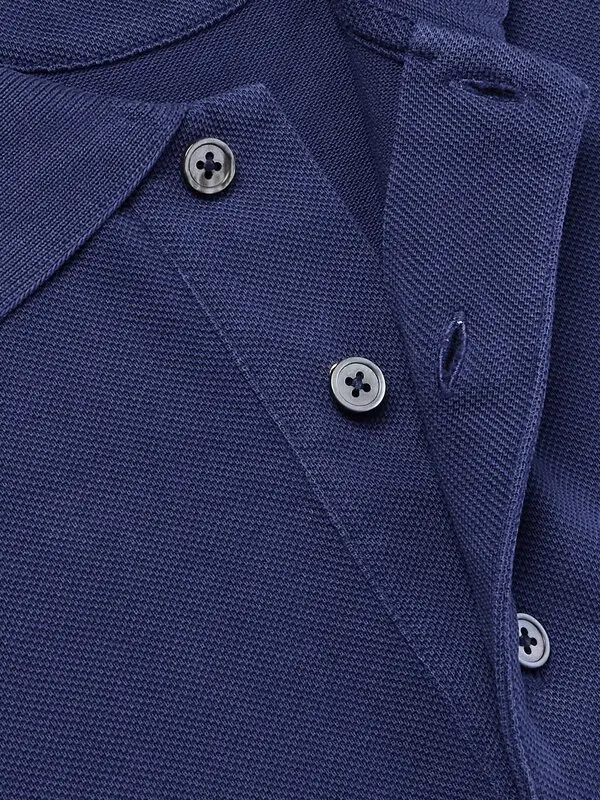 TOM FORD Slim-fit Lyocell And Cotton-blend Piqué Polo Shirt - Blue