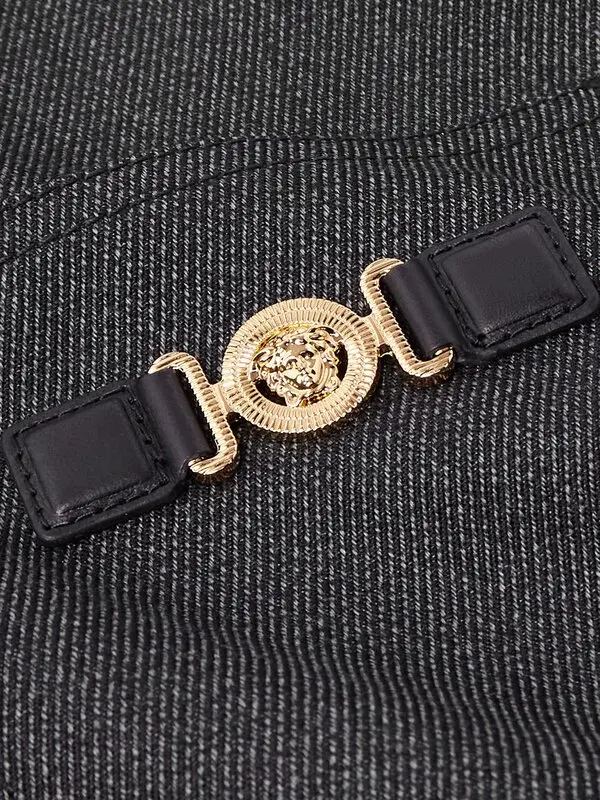 Versace Embellished Wool-mouliné Blouson Jacket - Gray