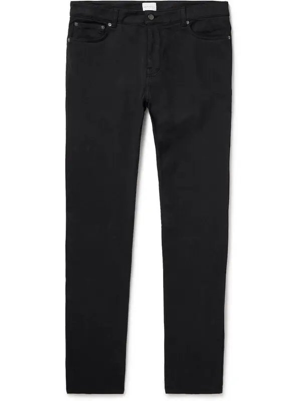 Sunspel Slim-fit Cotton-blend Twill Trousers - Black