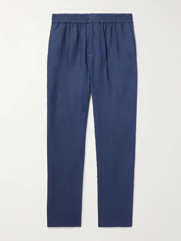 Sunspel Slim-fit Straight-leg Linen Trousers - Blue
