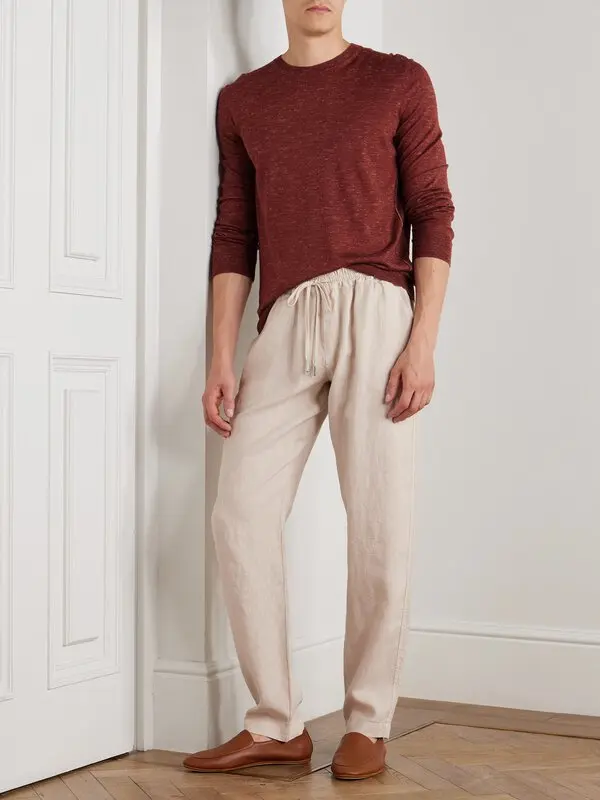 Thom Sweeney Straight-leg Linen Drawstring Trousers