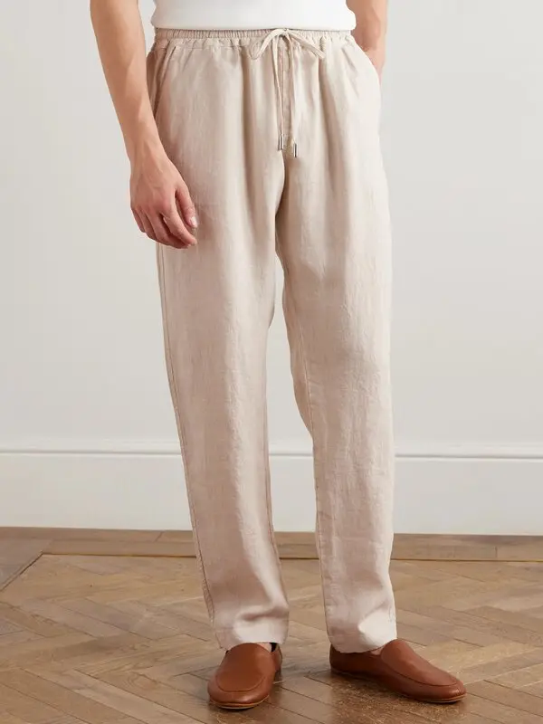 Thom Sweeney Straight-leg Linen Drawstring Trousers