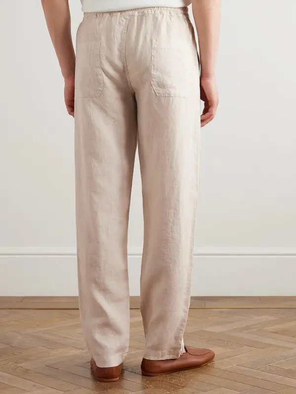 Thom Sweeney Straight-leg Linen Drawstring Trousers