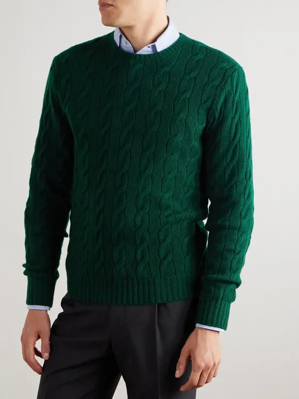 Ralph Lauren Purple Label Cable-knit Cashmere Sweater - Green