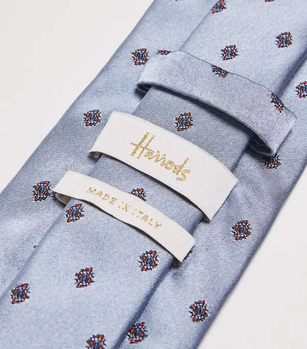 Harrods Silk Jacquard Standard Tie - Blue