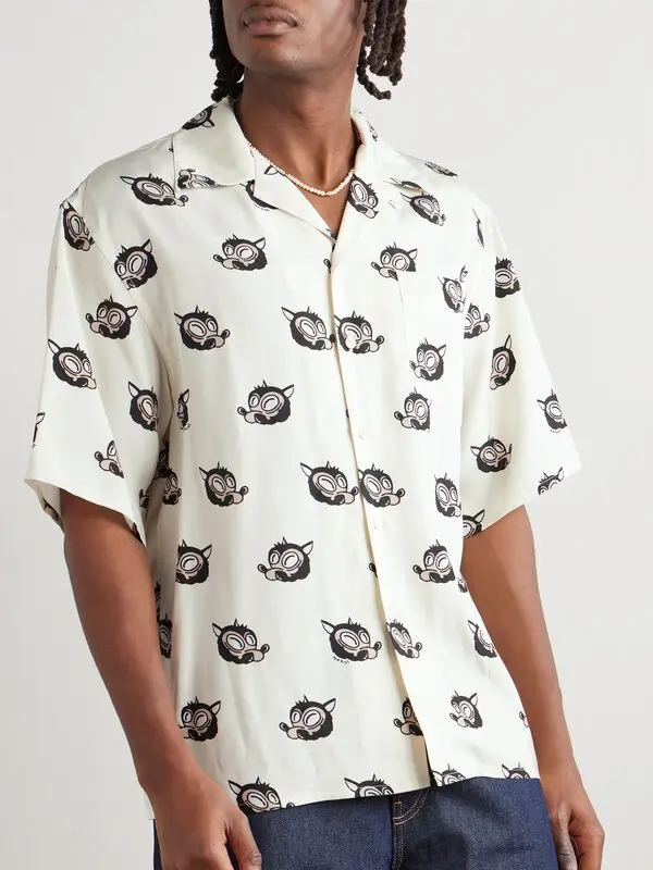 Marni Wolves Printed Satin-twill Shirt