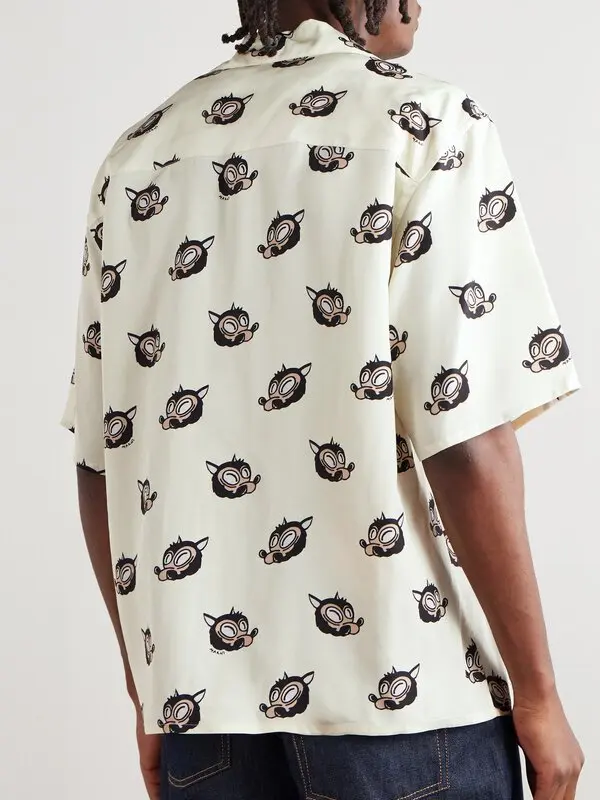 Marni Wolves Printed Satin-twill Shirt