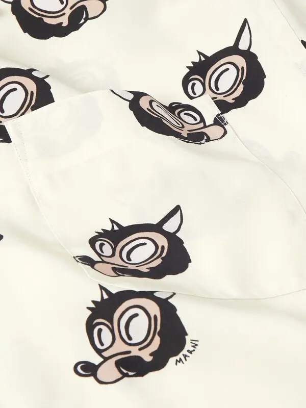 Marni Wolves Printed Satin-twill Shirt
