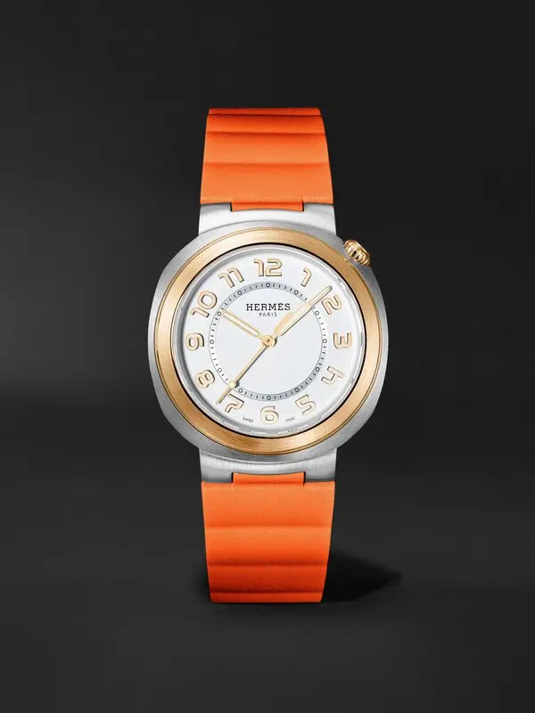 Hermès Cut Automatic 36mm Stainless Steel And Rubber Watch - Silver