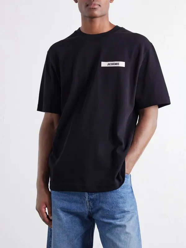 Jacquemus Logo-appliquéd Cotton-jersey T-shirt - Black