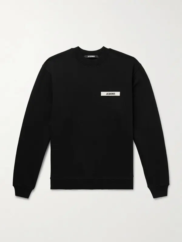 Jacquemus Logo-appliquéd Cotton-jersey Sweatshirt - Black