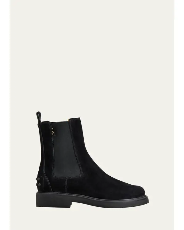 TOD'S Gomma Suede Ankle Boots - Black