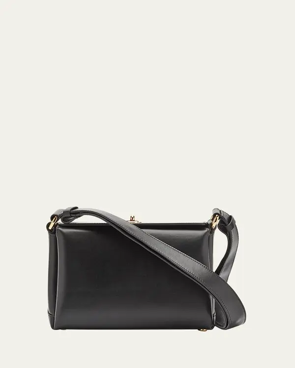 Plan C Small Folded Vitello Leather Shoulder Bag - Black