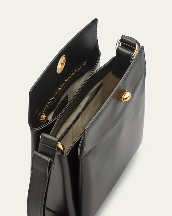 Plan C Small Folded Vitello Leather Shoulder Bag - Black