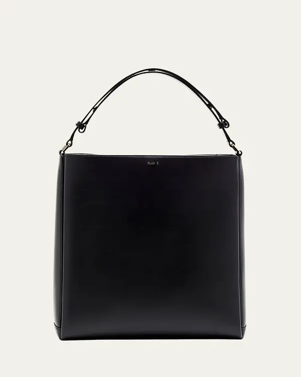 Plan C Vitello Leather Folded Tote Bag - Black