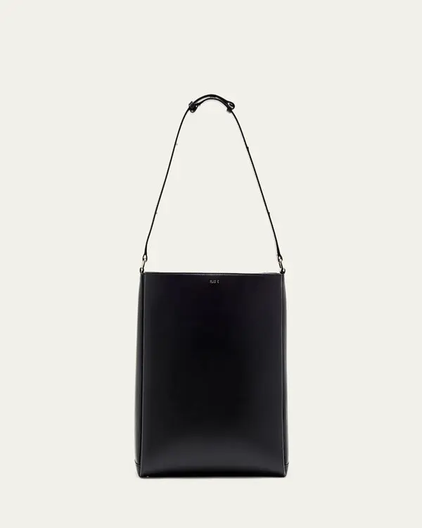 Plan C Vitello Leather Folded Tote Bag - Black