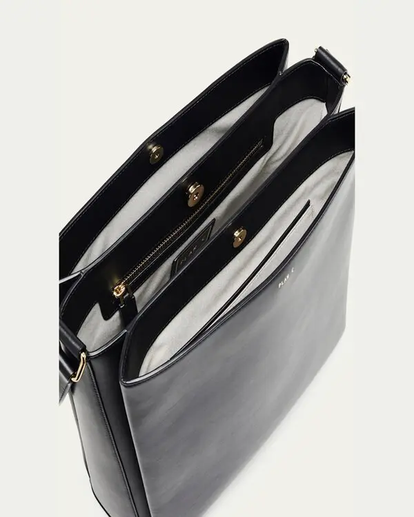 Plan C Vitello Leather Folded Tote Bag - Black