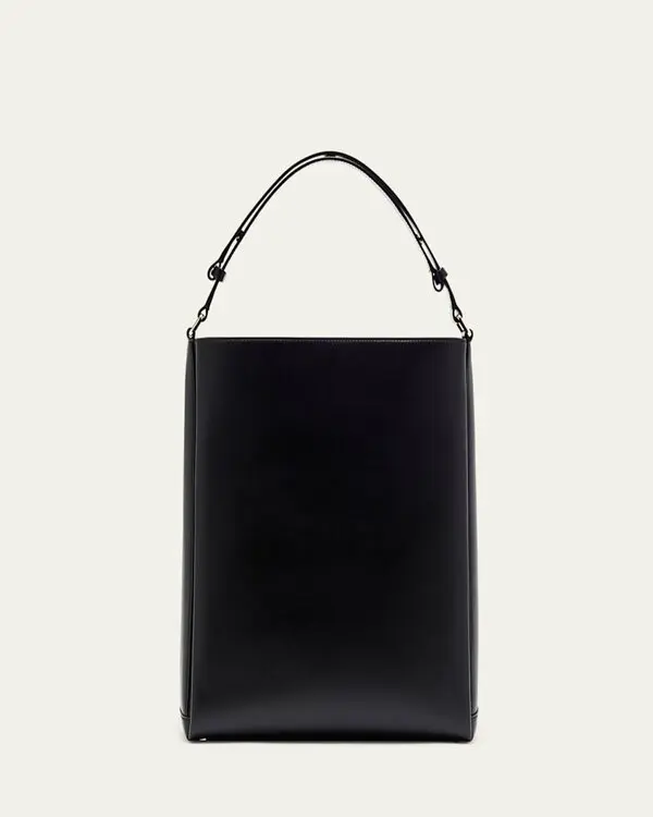 Plan C Vitello Leather Folded Tote Bag - Black