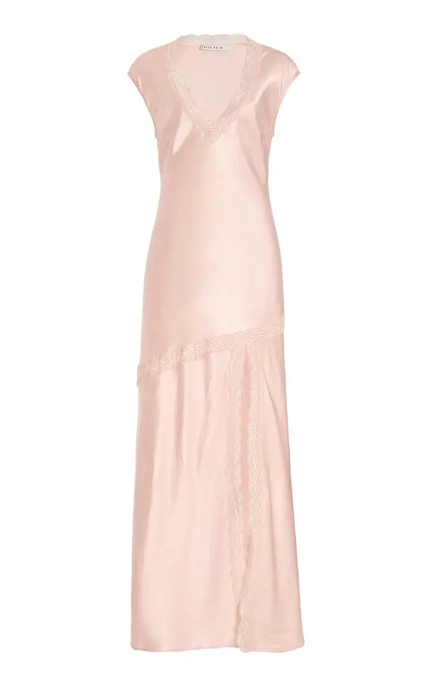 THIRD FORM Lace-detailed Crushed-satin Maxi Slip Dress