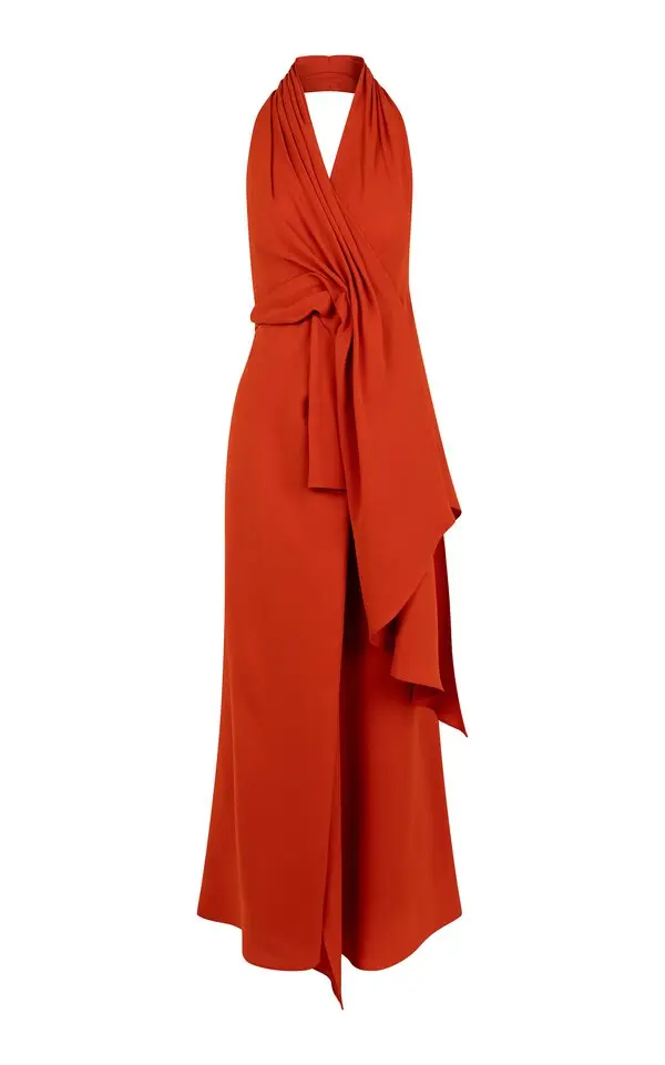 HEIRLOME Barbara Silk Maxi Halter Dress - Orange