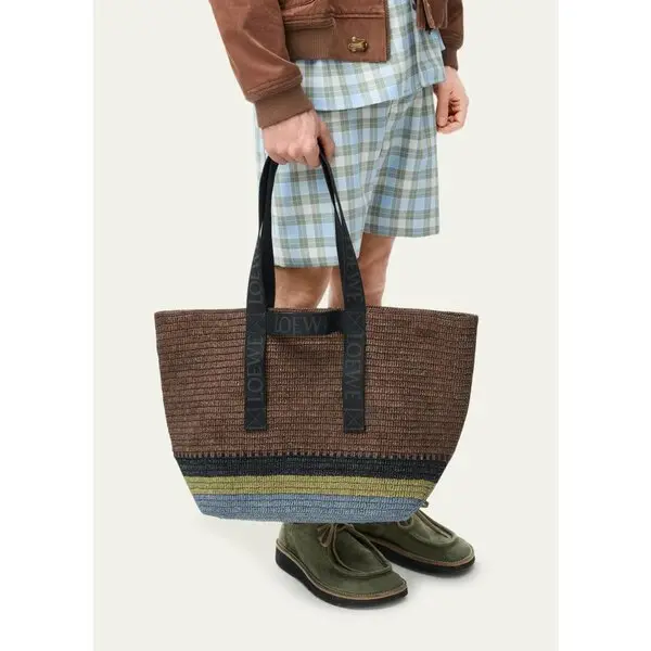 Loewe Fold Raffia Shopper Tote
