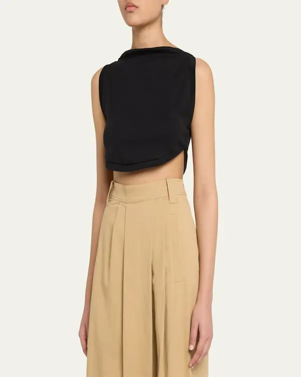 A.L.C. Mae Cropped High-neck Top - Black