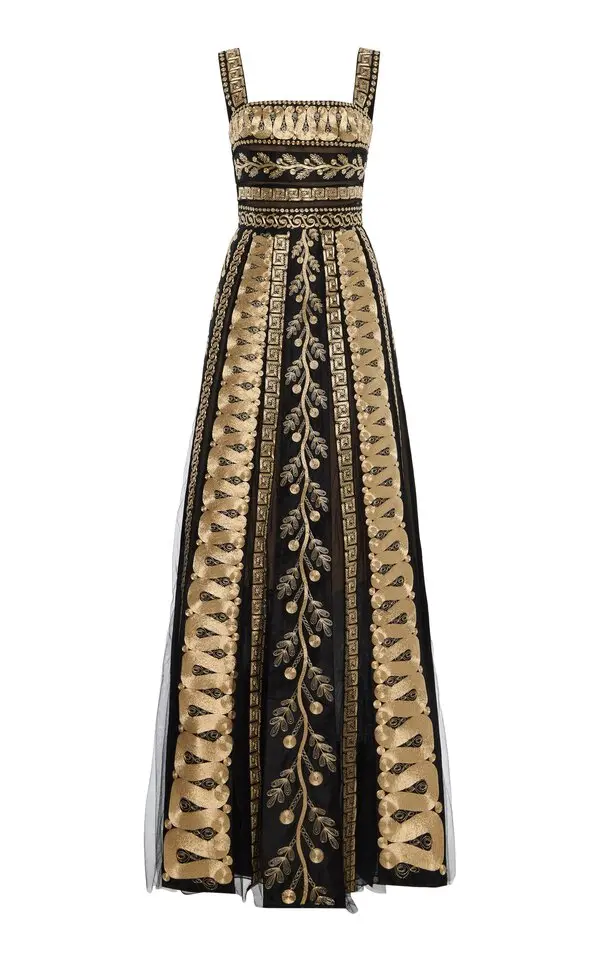 Carolina Herrera Embroidered Tulle A-line Gown
