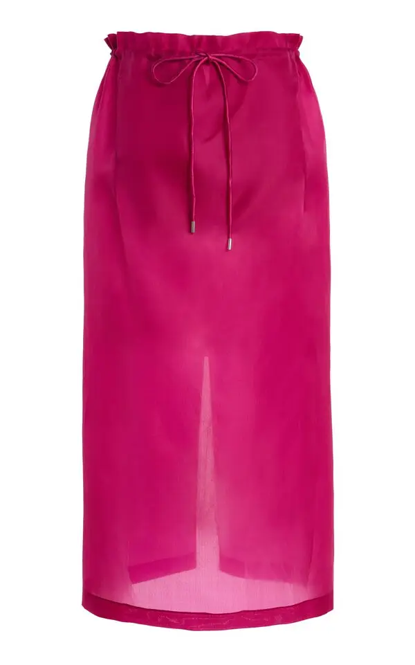 KALLMEYER Regina Drawstring Silk Midi Skirt - Pink