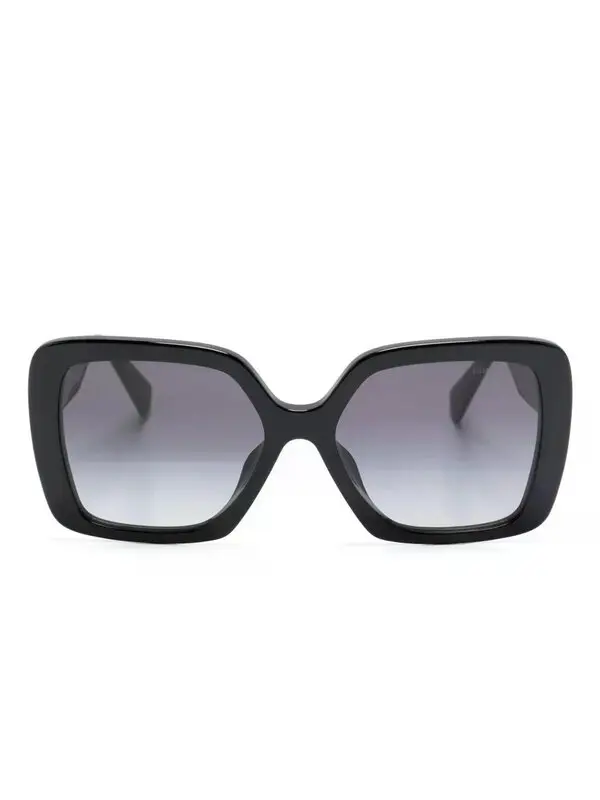 Miu Miu Logo-plaque Oversized-frame Sunglasses - Black