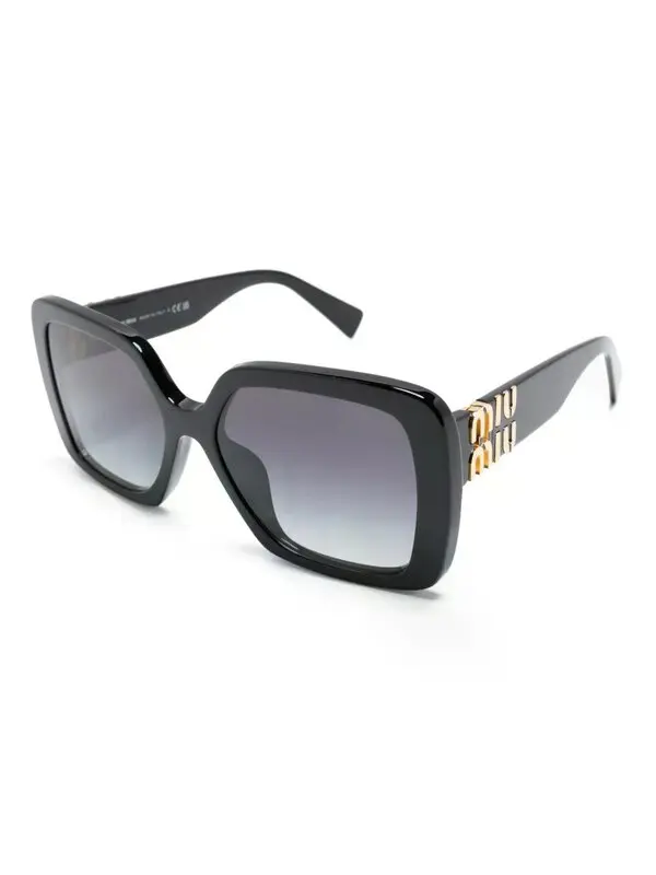 Miu Miu Logo-plaque Oversized-frame Sunglasses - Black
