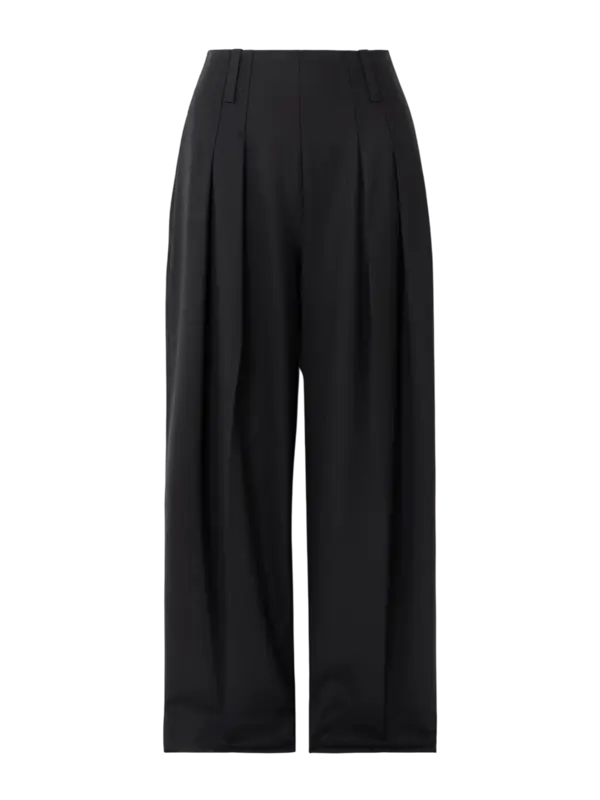 Victoria Beckham Cinch Pleated Twill Wide-leg Pants - Black