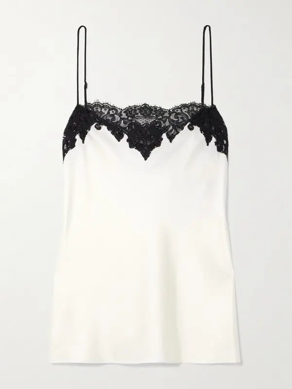 Stella McCartney Lace-trimmed Satin Camisole - White