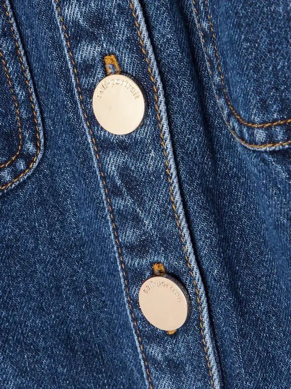 SELF-PORTRAIT Paneled Denim Halterneck Mini Dress