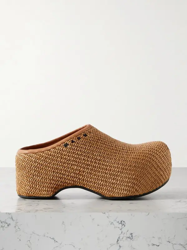 Marni Sabot Raffia Platform Clogs - Neutrals