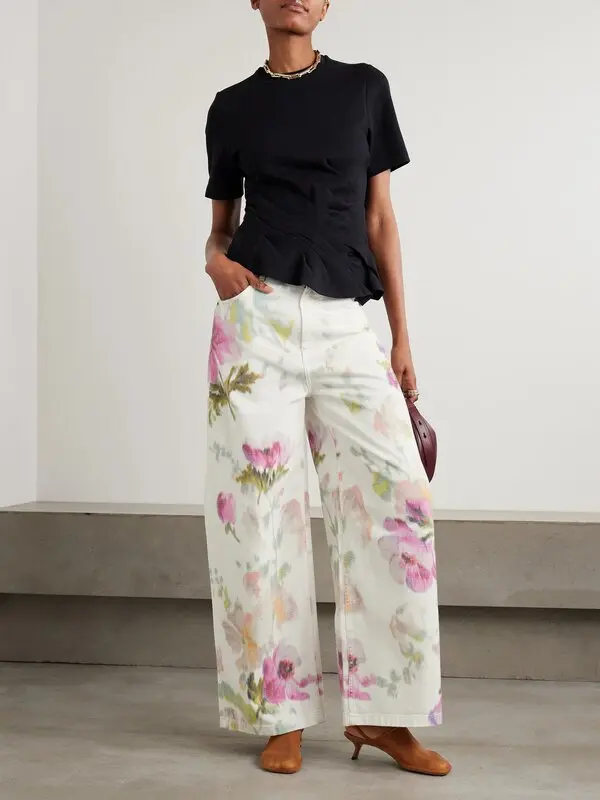 Loewe Floral-print High-rise Straight-leg Jeans