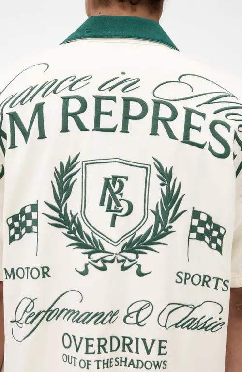 REPRESENT Crest Embroidered Camp Shirt - Antique White