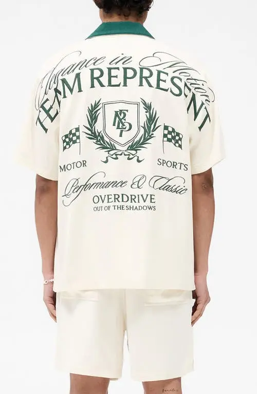 REPRESENT Crest Embroidered Camp Shirt - Antique White