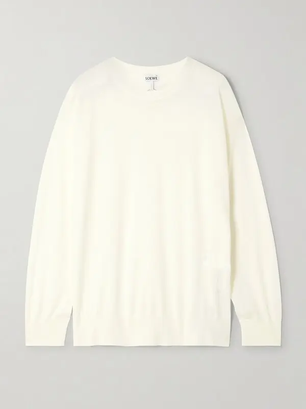 Loewe Embroidered Wool Sweater - Neutrals