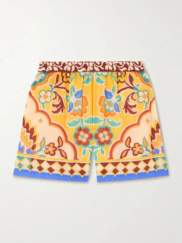 Etro Printed Cotton And Silk-blend Shorts