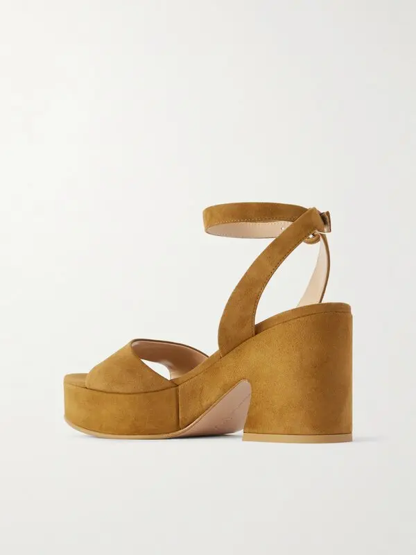 GIANVITO ROSSI Alma 55 Suede Platform Sandals - Brown