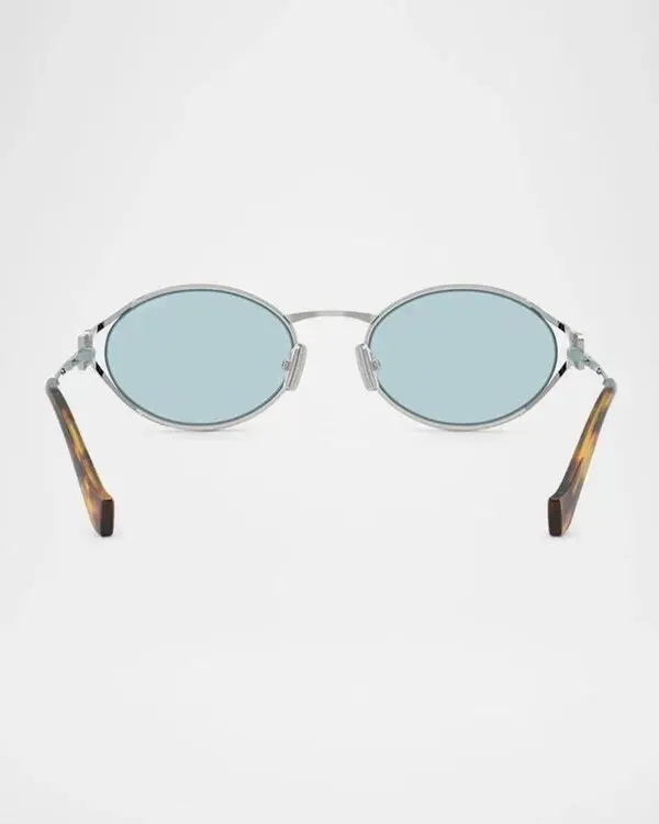 Miu Miu Mu 52ys Metal Oval Sunglasses - Silver