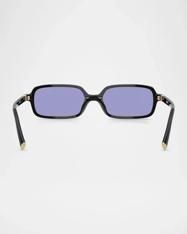 Miu Miu Acetate Rectangular Sunglasses - Black/blue