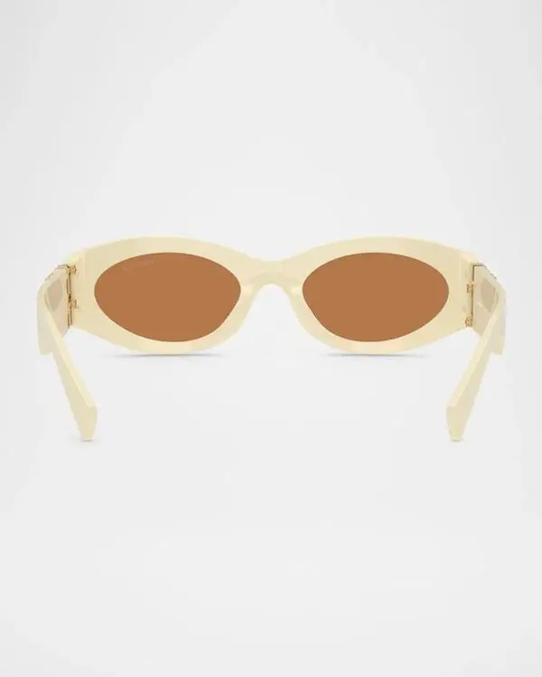 Miu Miu 0mu 11ws Acetate Oval Sunglasses - Brown