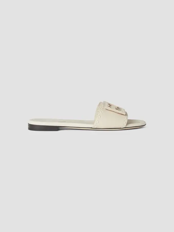 Fendi Baguette Ff Leather Sandals - Camelia