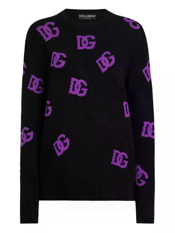 Dolce & Gabbana Dna Wool Dg-logo Sweater - Black