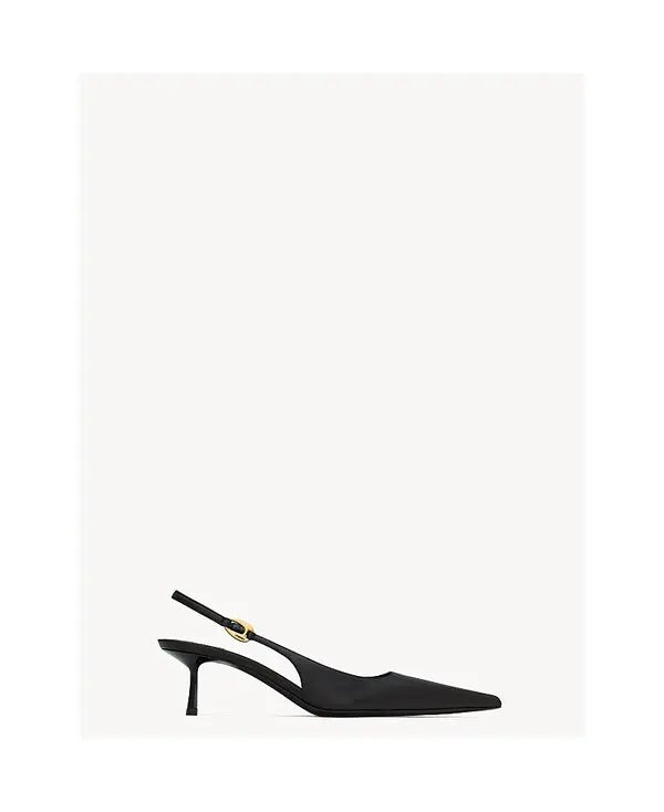 Saint Laurent Vendome Flared Stiletto Mid-heel Slingback Pumps