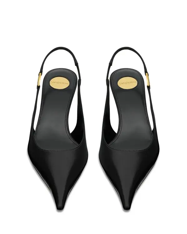 Saint Laurent Vendome Flared Stiletto Mid-heel Slingback Pumps